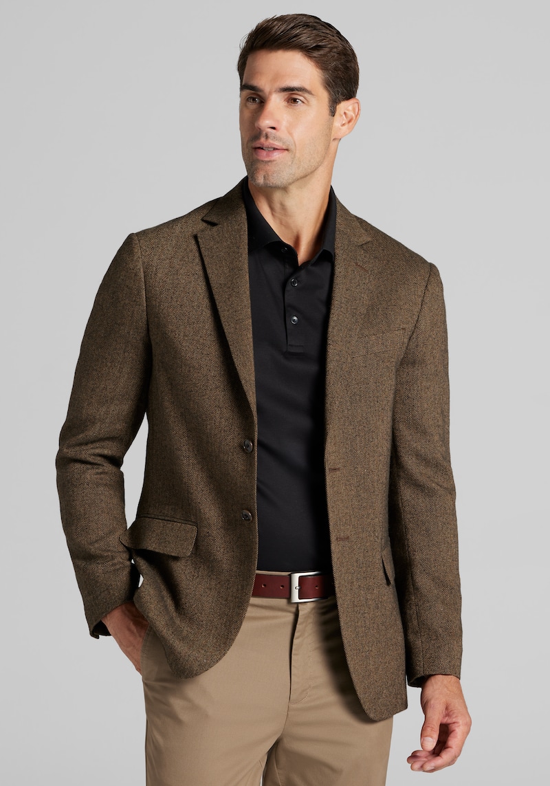 Click here for Mens 1905 Navy Tailored Fit Herringbone Sportcoat... prices