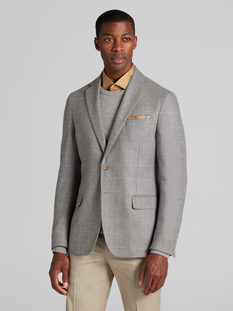 Click here for Mens Reserve Collection Tailored Fit Windowpane Ca... prices