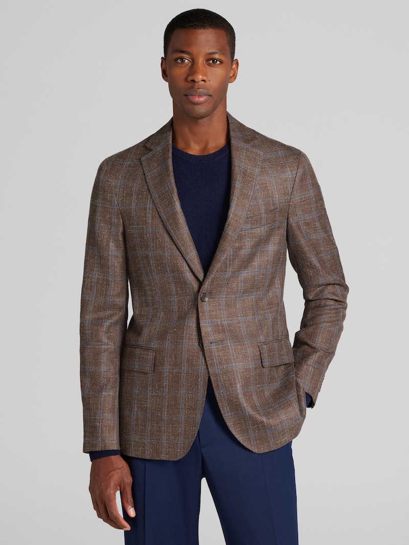 Click here for Mens Reserve Collection Tailored Fit Wool-Silk Ble... prices