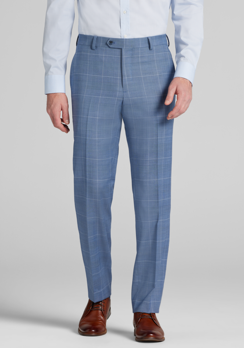 Click here for Mens Traveler® COOLMOTION Slim Fit Windowpane Wool... prices