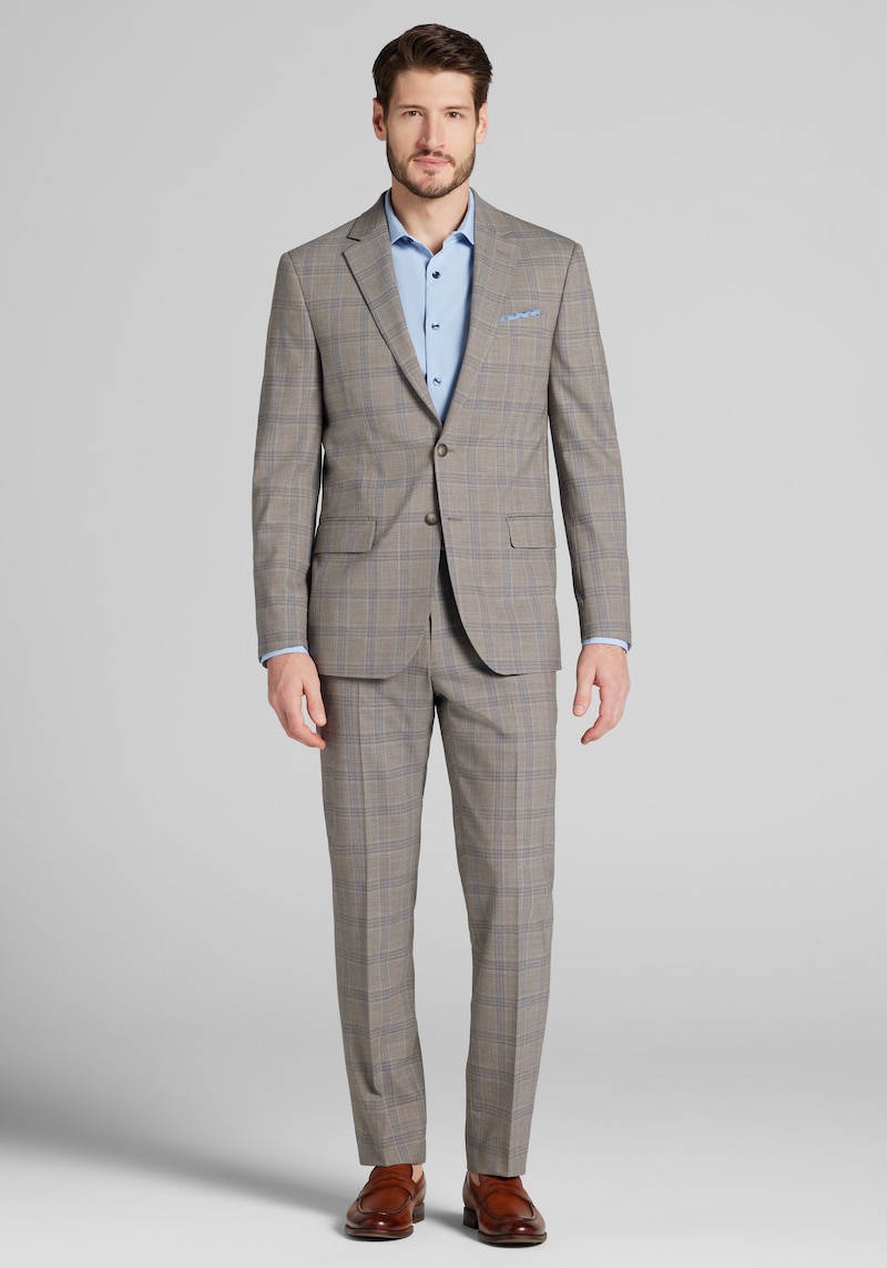 Click here for Mens Traveler® COOLMOTION Slim Fit Plaid Suit Sepa... prices