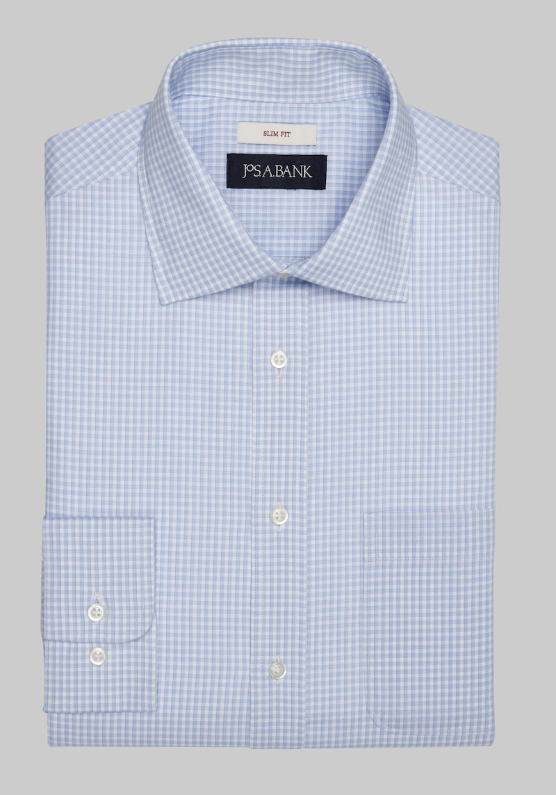 Click here for Mens Jos. A. Bank Slim Fit Spread Collar Mini Chec... prices