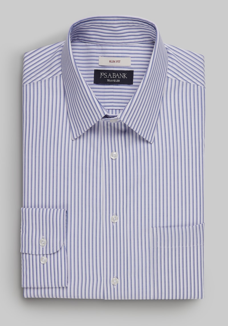 Click here for Mens Traveler® Collection Slim Fit Point Collar St... prices