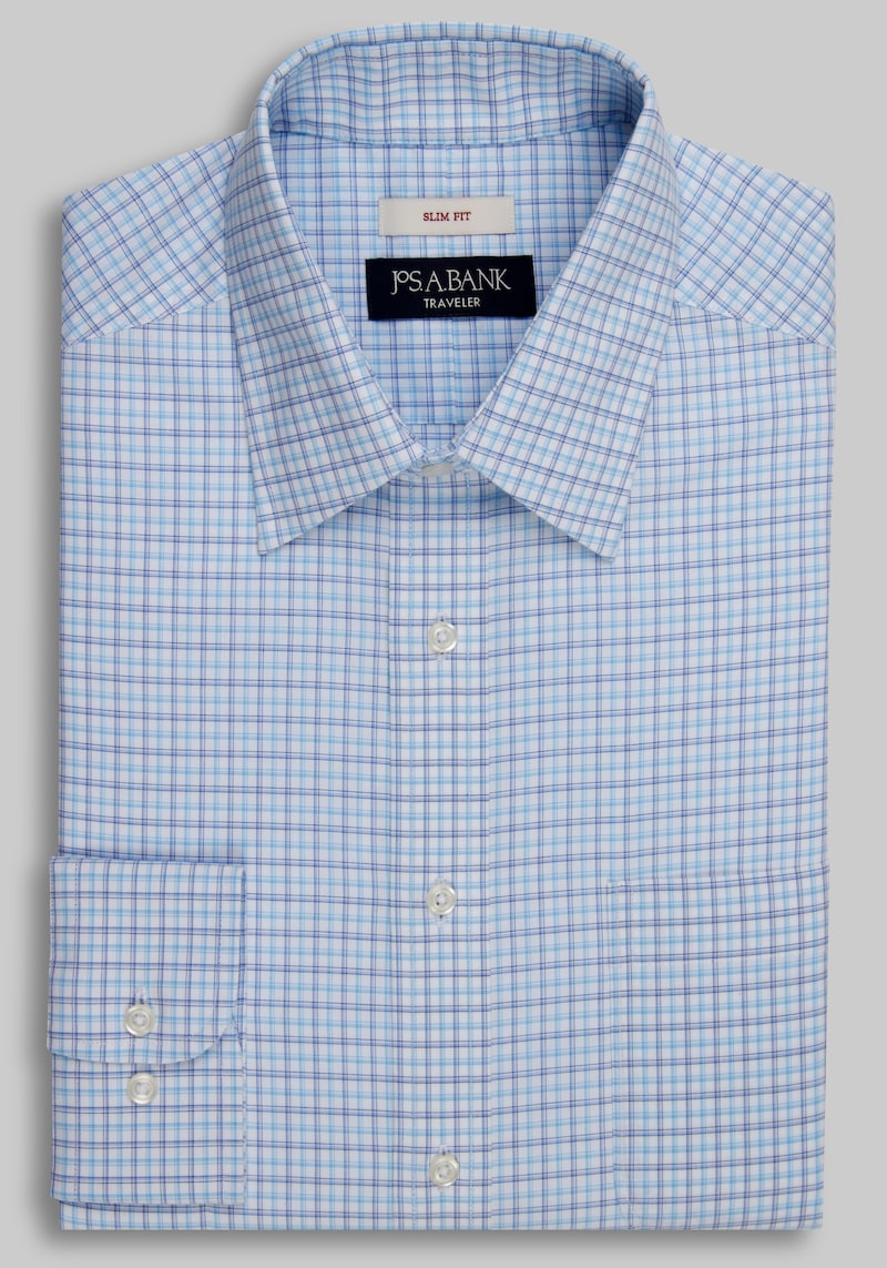 Click here for Mens Traveler Collection Slim Fit Small Plaid Dres... prices