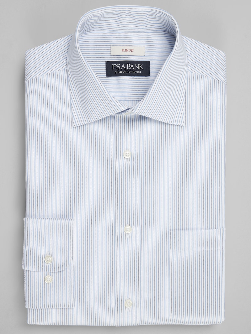 Click here for Mens Jos. A. Bank Slim Fit Spread Collar Stripe Dr... prices