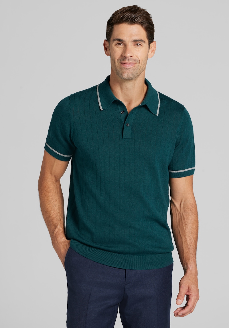 Click here for Mens Jos. A. Bank Tailored Fit Drop Needle Polo at... prices