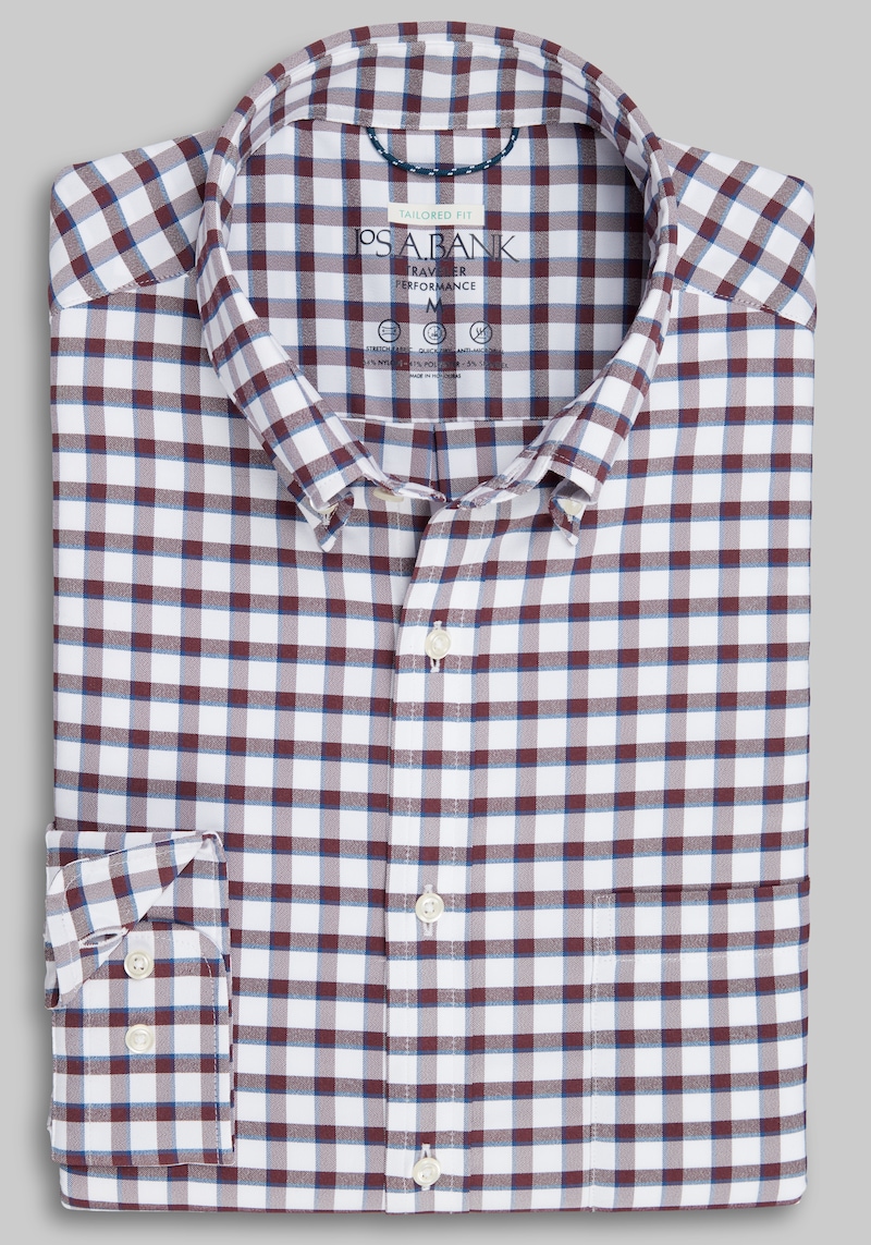Click here for Mens Traveler Collection Tailored Fit Plaid Casual... prices