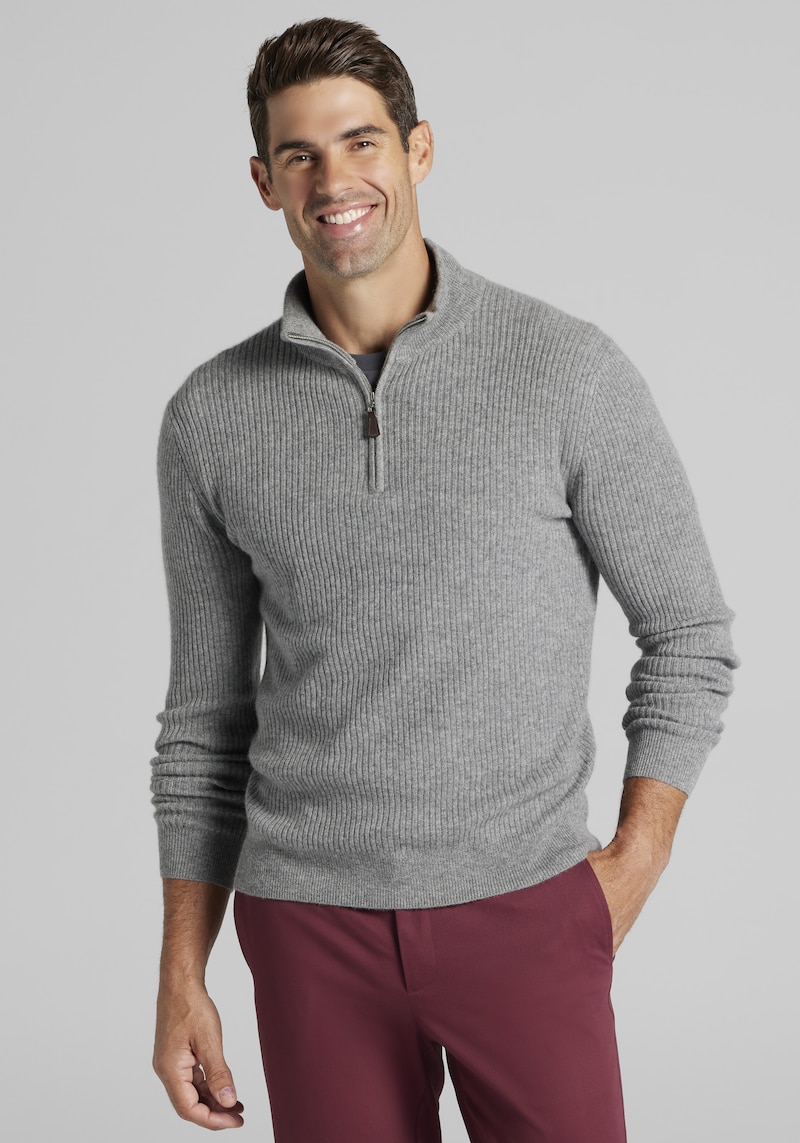 Click here for Mens Reserve Collection Tailored Fit 2x2 Rib 1/4 Z... prices