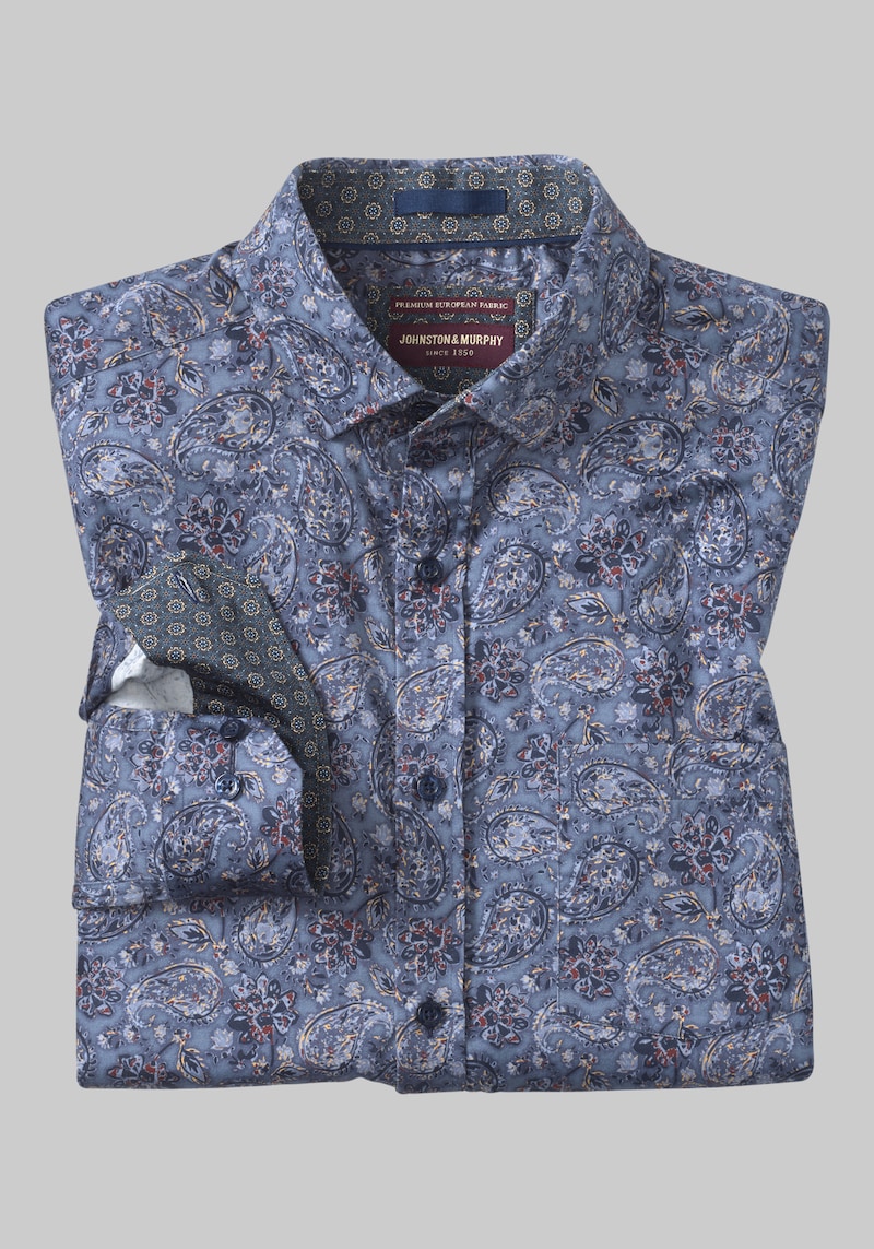 Click here for Mens Johnston & Murphy Tailored Fit Printed Cotton... prices