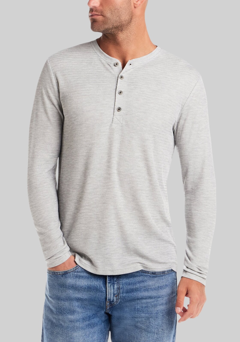 Click here for Mens Vintage & Black Traditional Fit Crinkled Henl... prices