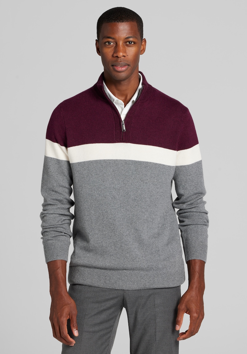 Click here for Mens Jos. A. Bank Tailored Fit 1/4 Zip Chest Strip... prices