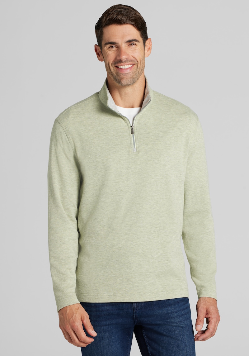 Click here for Mens Jos. A. Bank Tailored Fit Double Face 1/4 Zip... prices