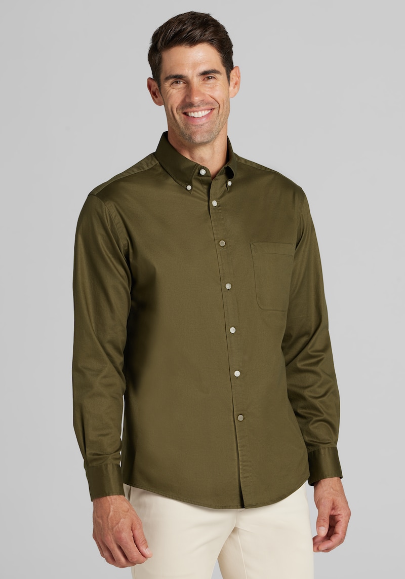 Click here for Mens Jos. A. Bank Tailored Fit Solid Twill Casual... prices