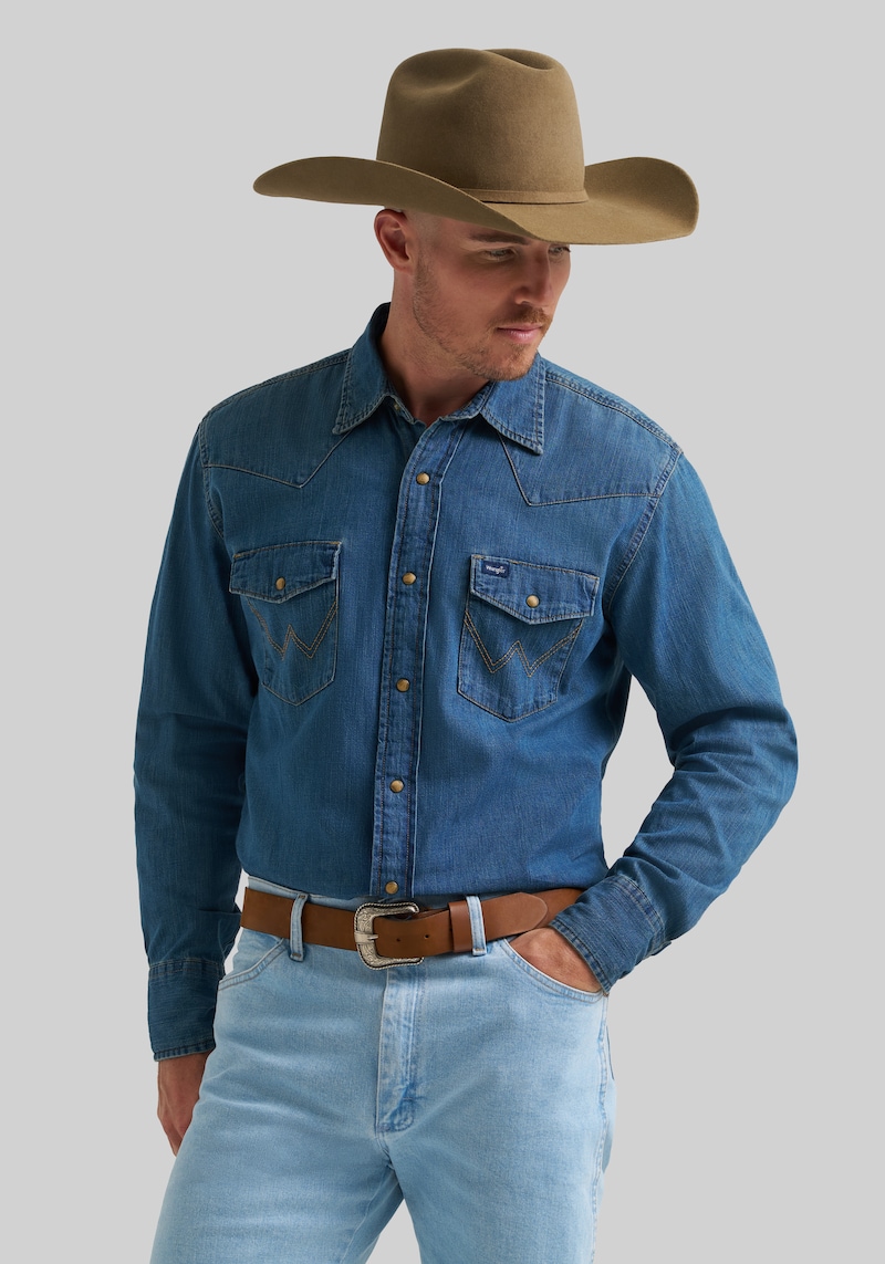 Click here for Mens Wrangler Retro Premium Tailored Fit Western C... prices