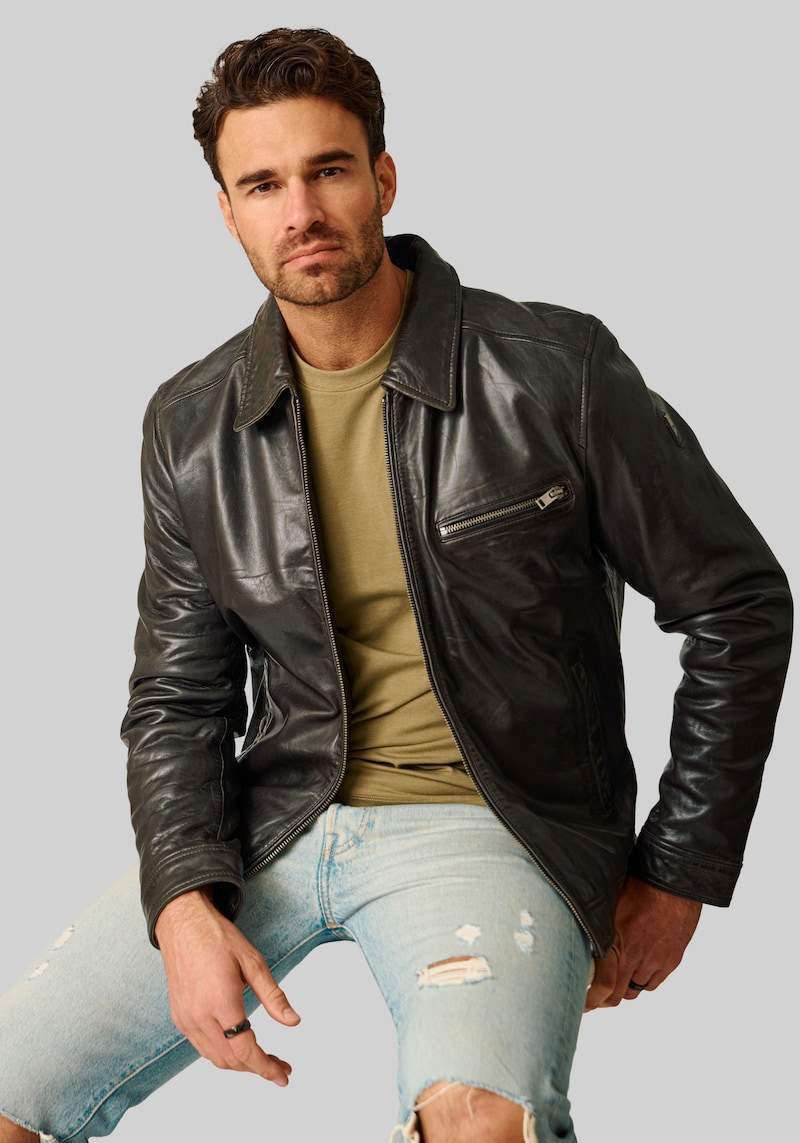 Click here for Mens Mauritius Traditional Fit Leather Zip Bomber... prices