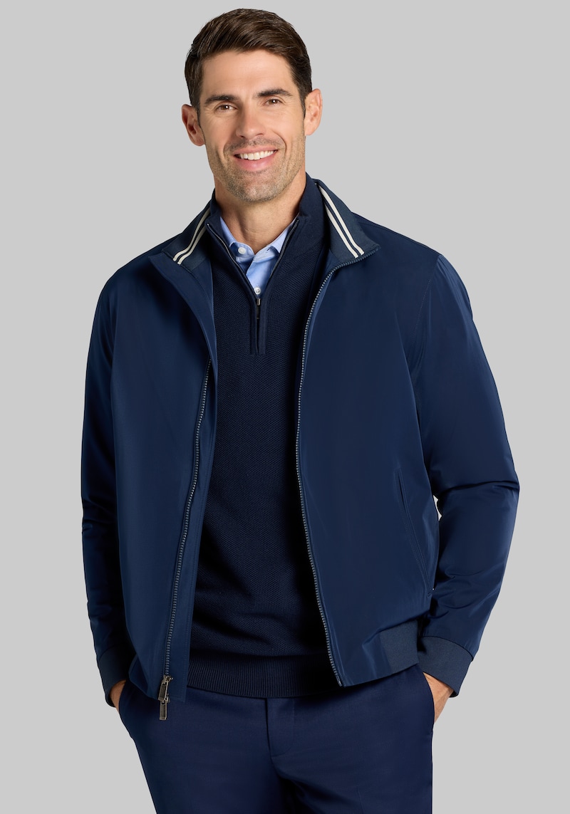 Click here for Mens Jos. A. Bank Tailored Fit Baseball Bomber Jac... prices