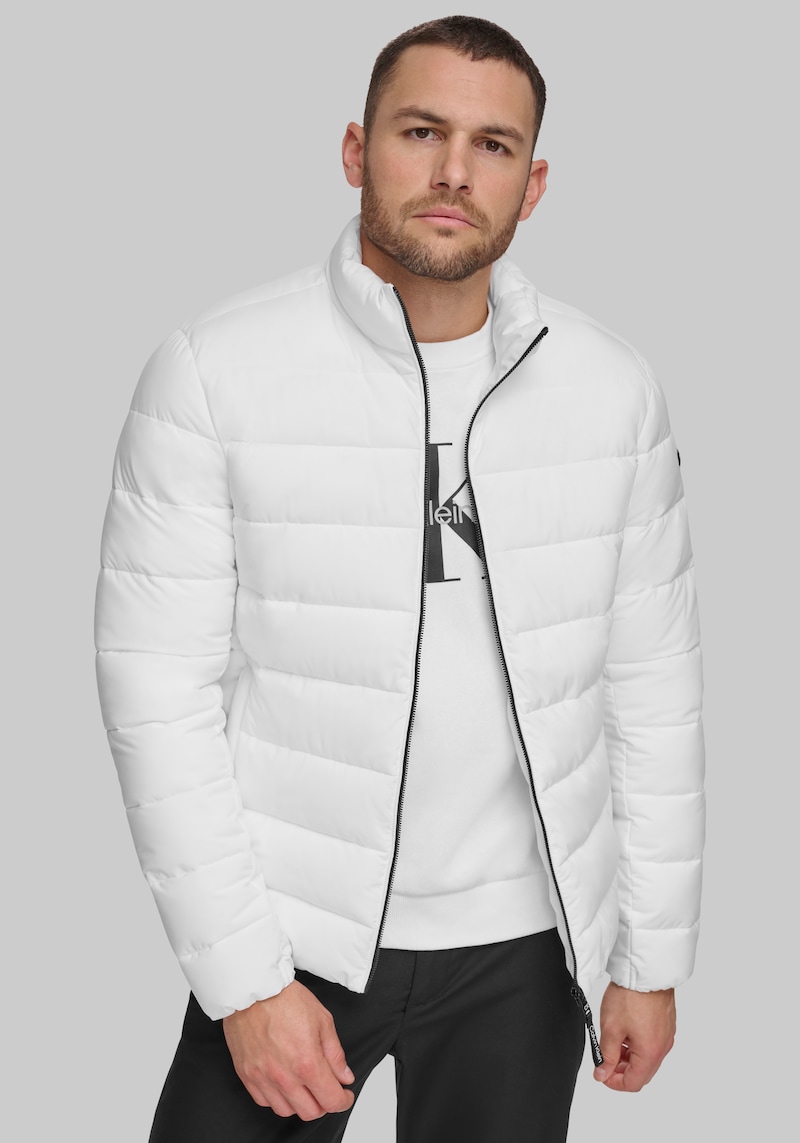 Mens Calvin Klein Tailored Fit Stretch Puffer Jacket at Jos. A. Bank  Cream/White  Size X Large - Outerwear