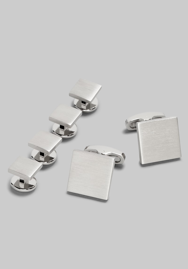 Click here for Mens Jos. A. Bank Square Brushed Silver-Tone Cuffl... prices