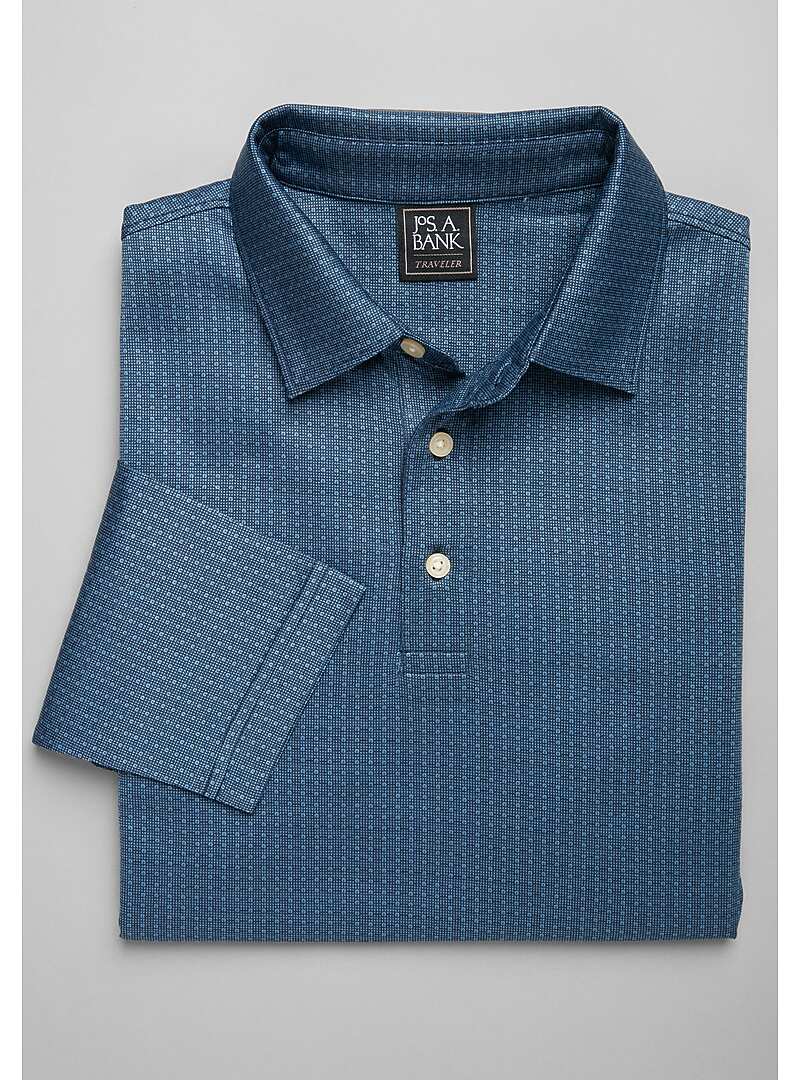 Traveler Collection Tailored Fit Dot Print Performance Long Sleeve Polo ...