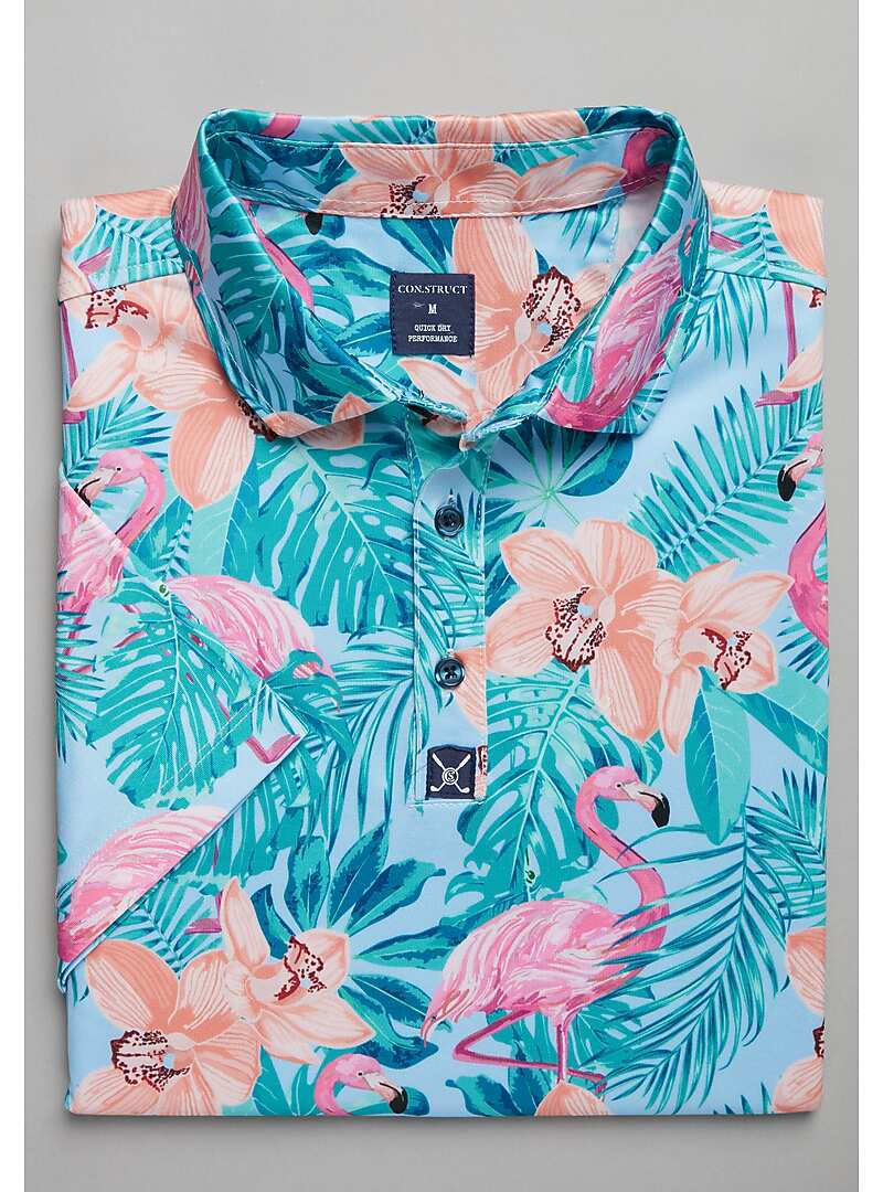 Con.Struct Tailored Fit Flamingo Print Golf Polo - Gifts for Dad | Jos ...